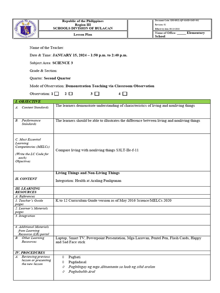Cot2 - Lesson Plan in Science - 2ND Quarter | PDF