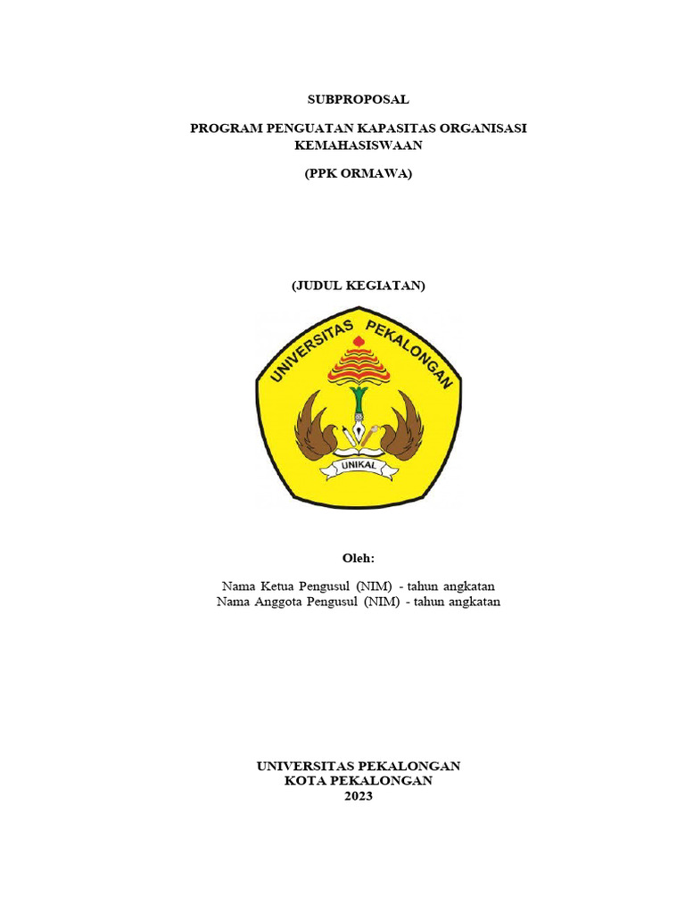Template Proposal PPK Ormawa 2023 | PDF