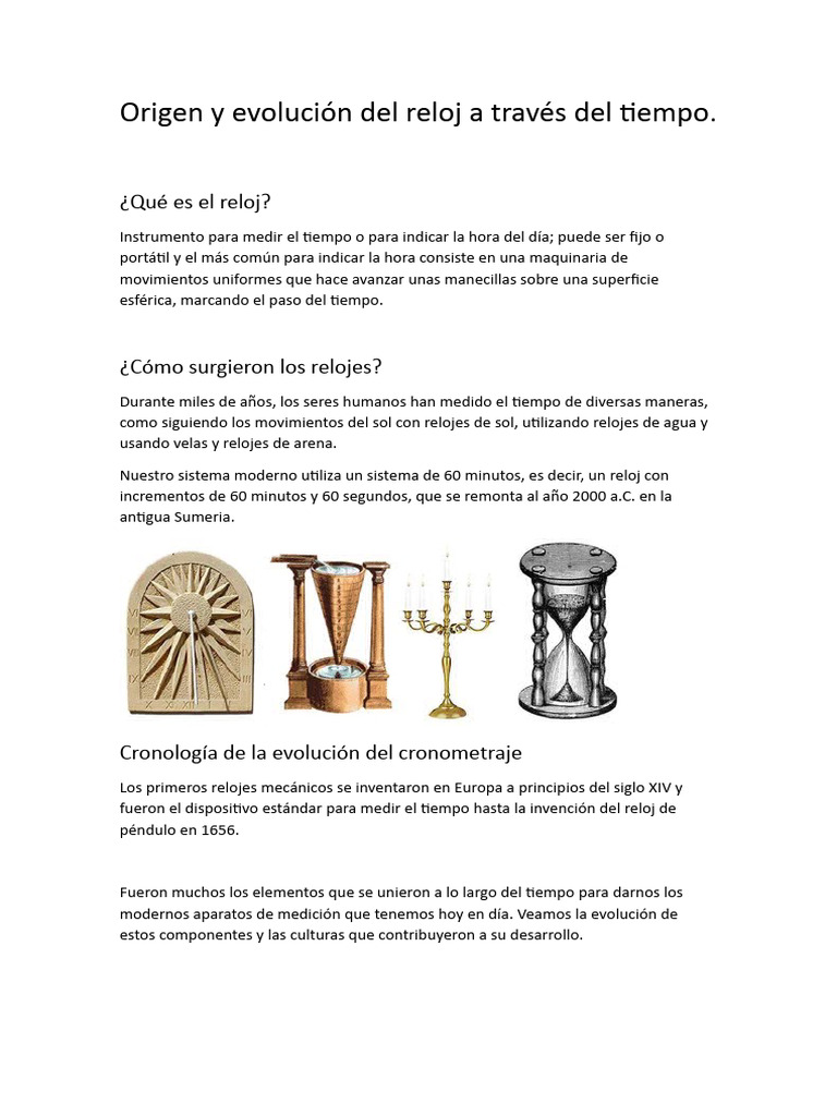 Evolución Del Reloj | PDF | Reloj | Horología