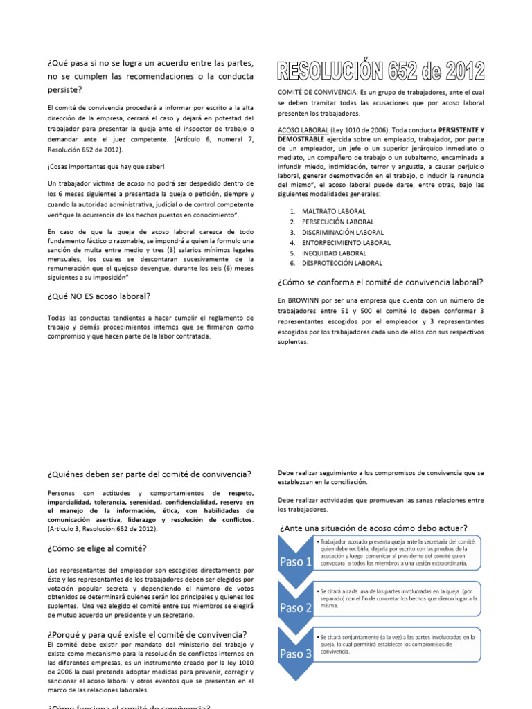 FOLLETO - COMITÉ DE CONVIVENCIA Resolucion 652 | PDF | Justicia | Crimen y violencia