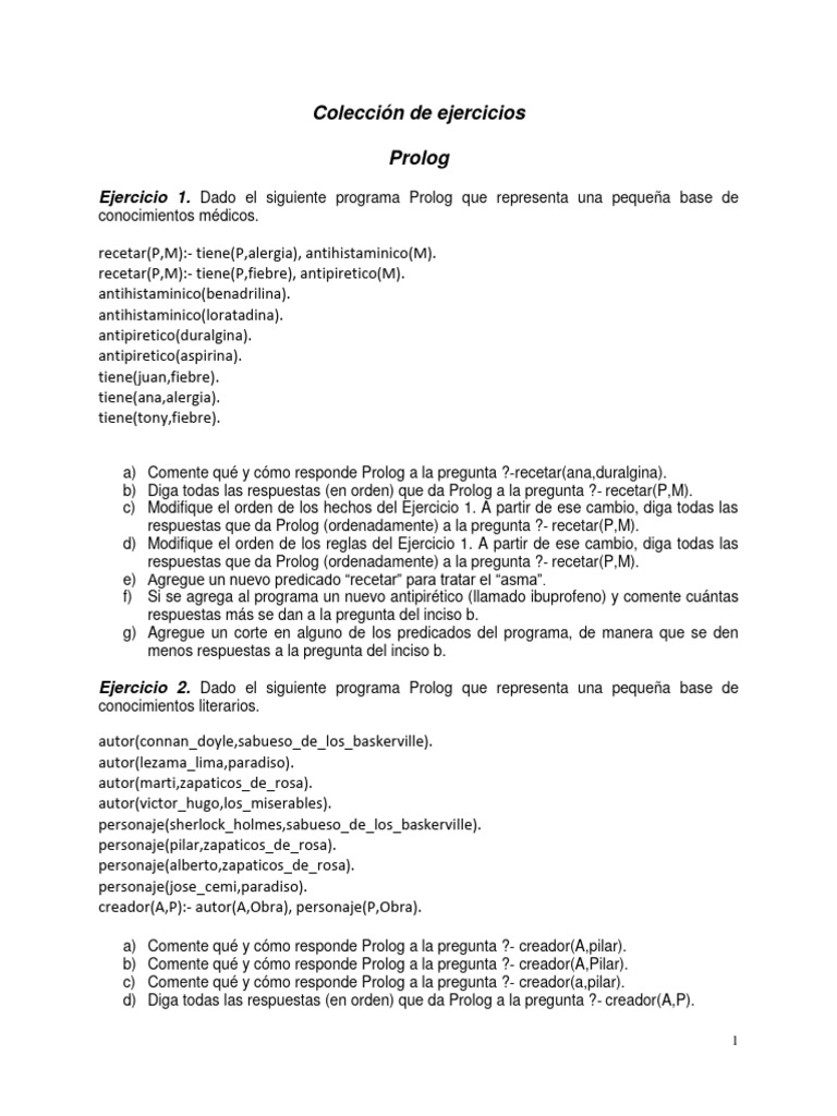 (CEP) Colección de Ejercicios de Prolog | PDF