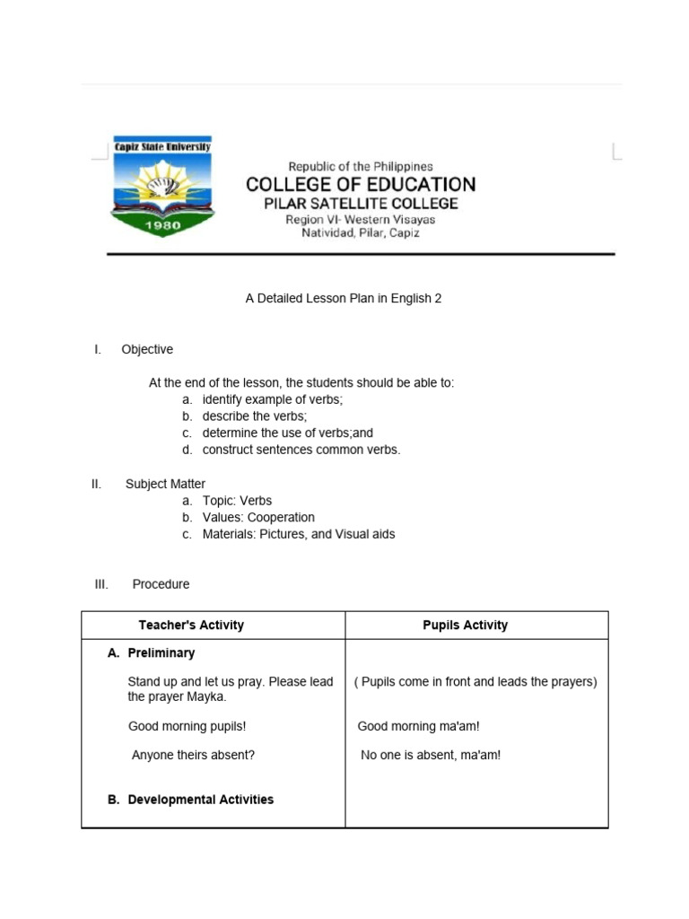 A Detailed Lesson Plan in English 2 | Download Free PDF | Lesson Plan