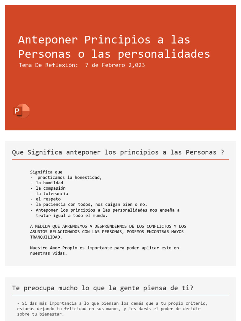 Anteponer Principios A Las Personas - Febrero 7 2023 | PDF | Felicidad ...