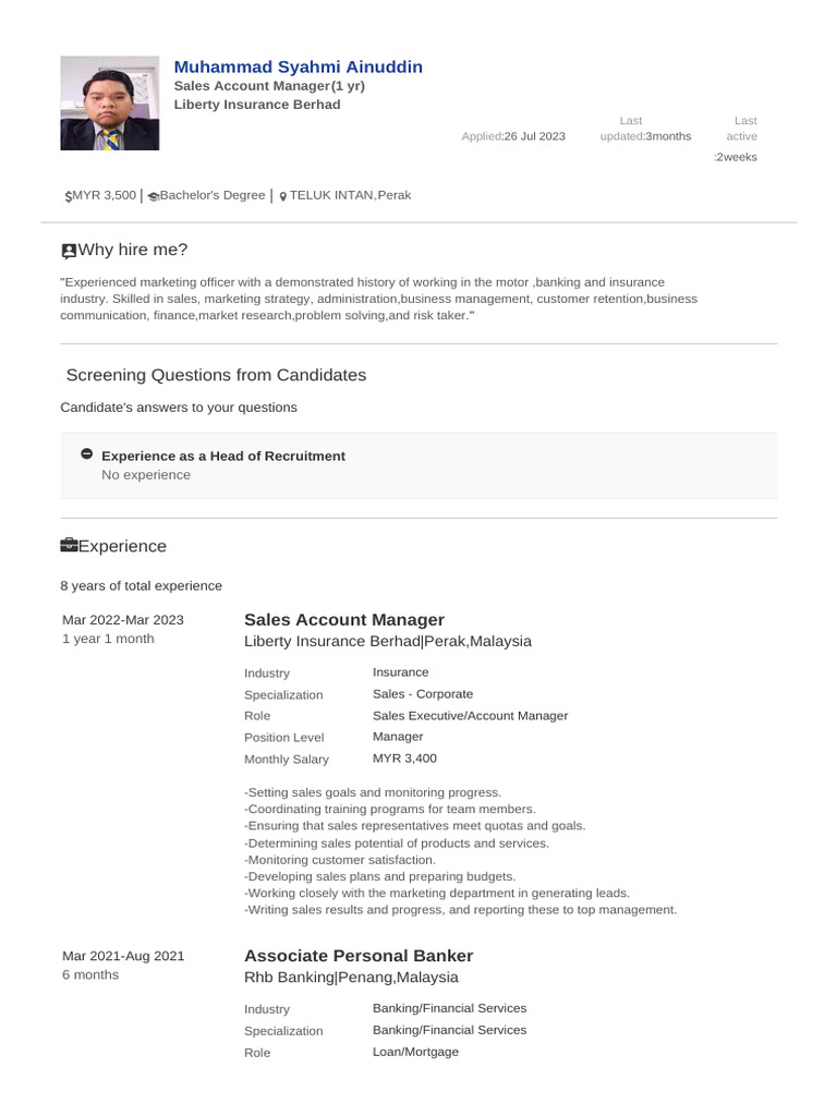 Muhammad Syahmi Ainuddin | PDF | Sales | Banks