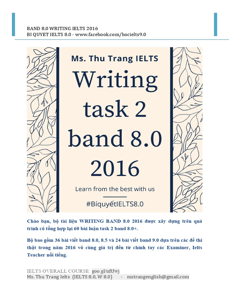 WRITING Task 2 BAND 8 Biquyetielts80 | PDF