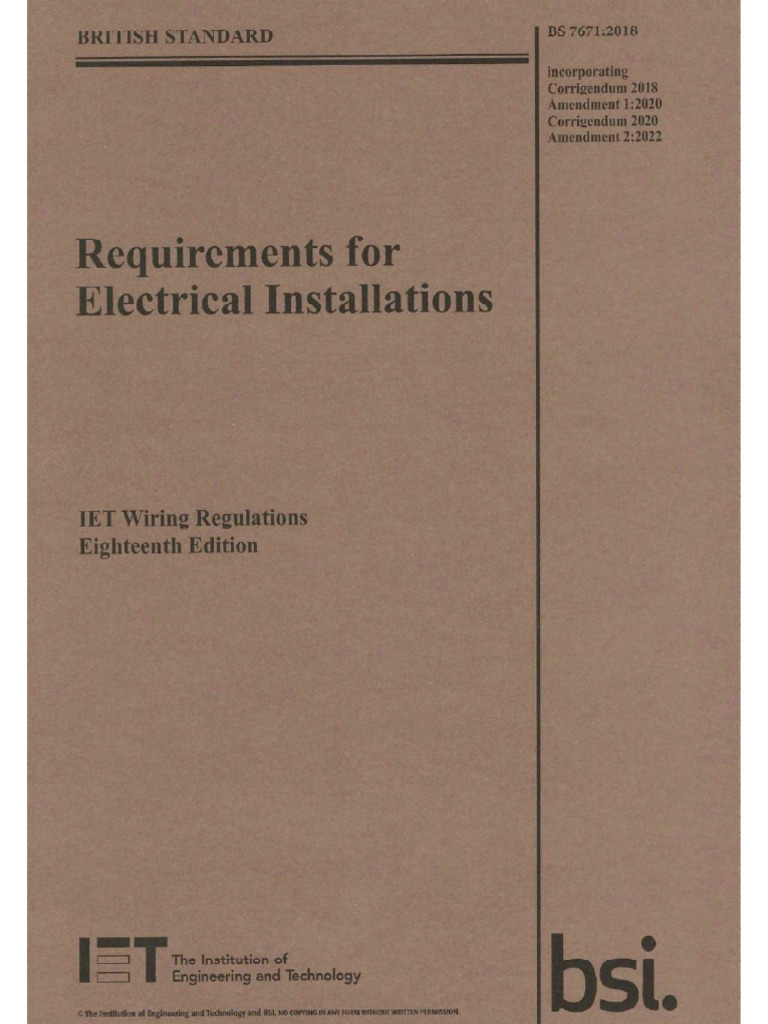 Requirements For Electrical Installations - IET Wiring - The ...