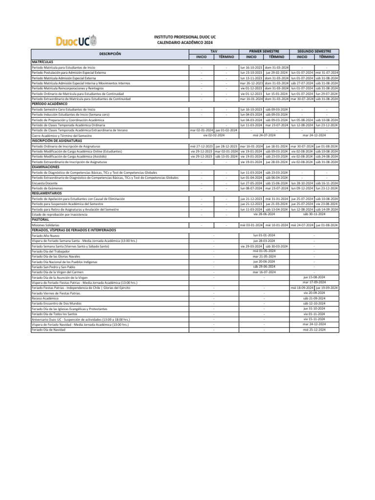 Calendario Academico 2024 Final | PDF | Observancias