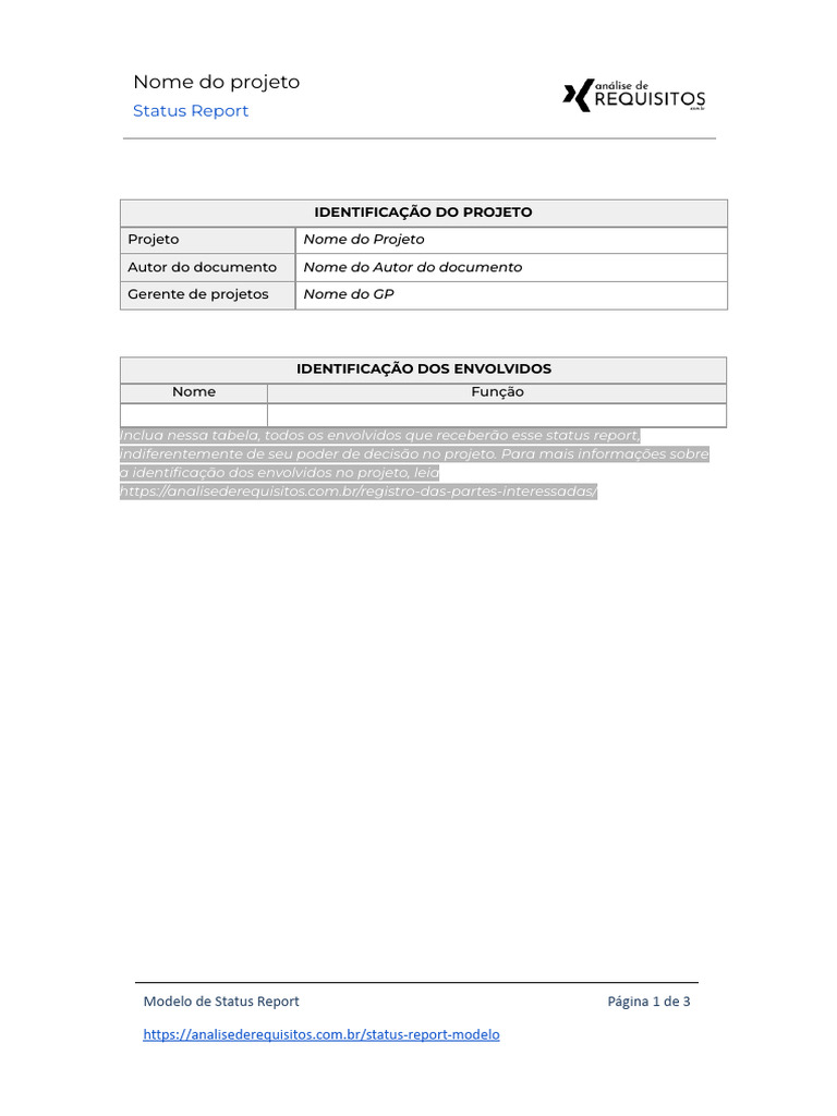 Status Report Do Projeto (Modelo Pronto PMBOK) | PDF | Linguagem de ...