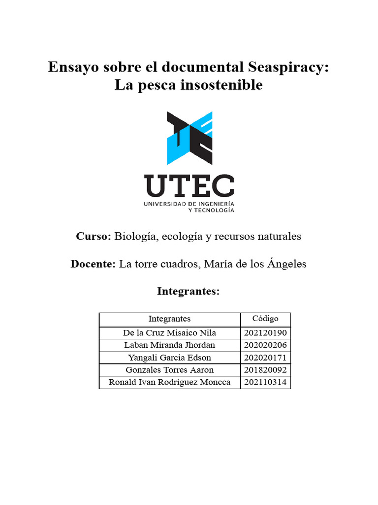 Ensayo Sobre El Documental Seaspiracy - La Pesca Insostenible | PDF | Sobrepesca | Contaminación