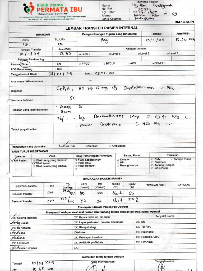 Transfer Pasien Internal | PDF