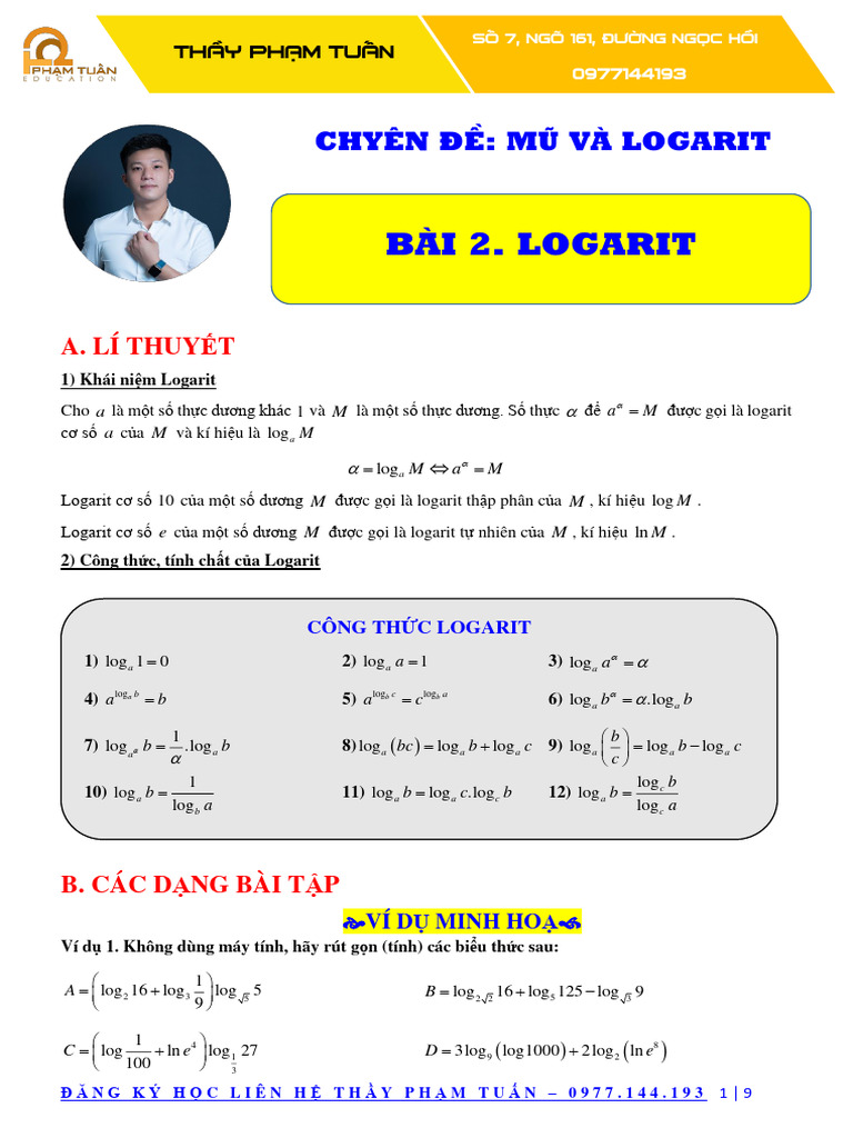 Bài 2. Logarit | PDF