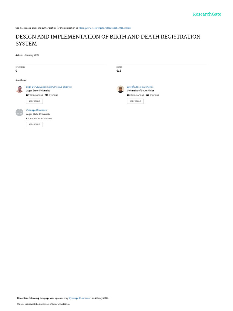 Birth and Death Registration System Design | PDF | Operating System ...