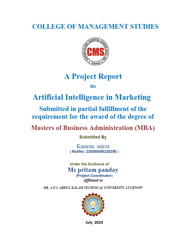 Project Report On AI Marketing 2 of 2024 | PDF | Artificial ...