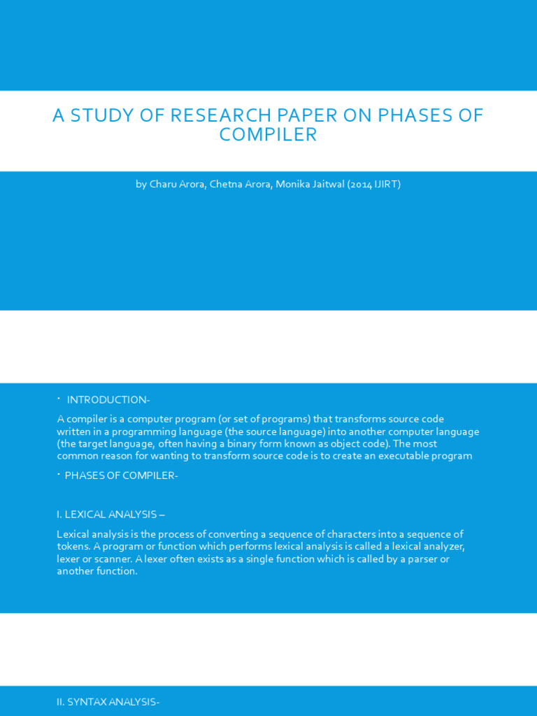 A Study of Research Paper On Phases of | PDF | Parsing | Compiler