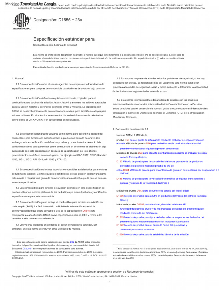 Especificación Estándar Para: Designación: D1655 23a | PDF ...