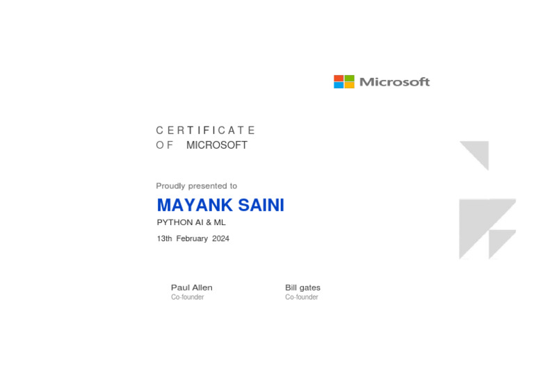 Microsoft Certificate | PDF