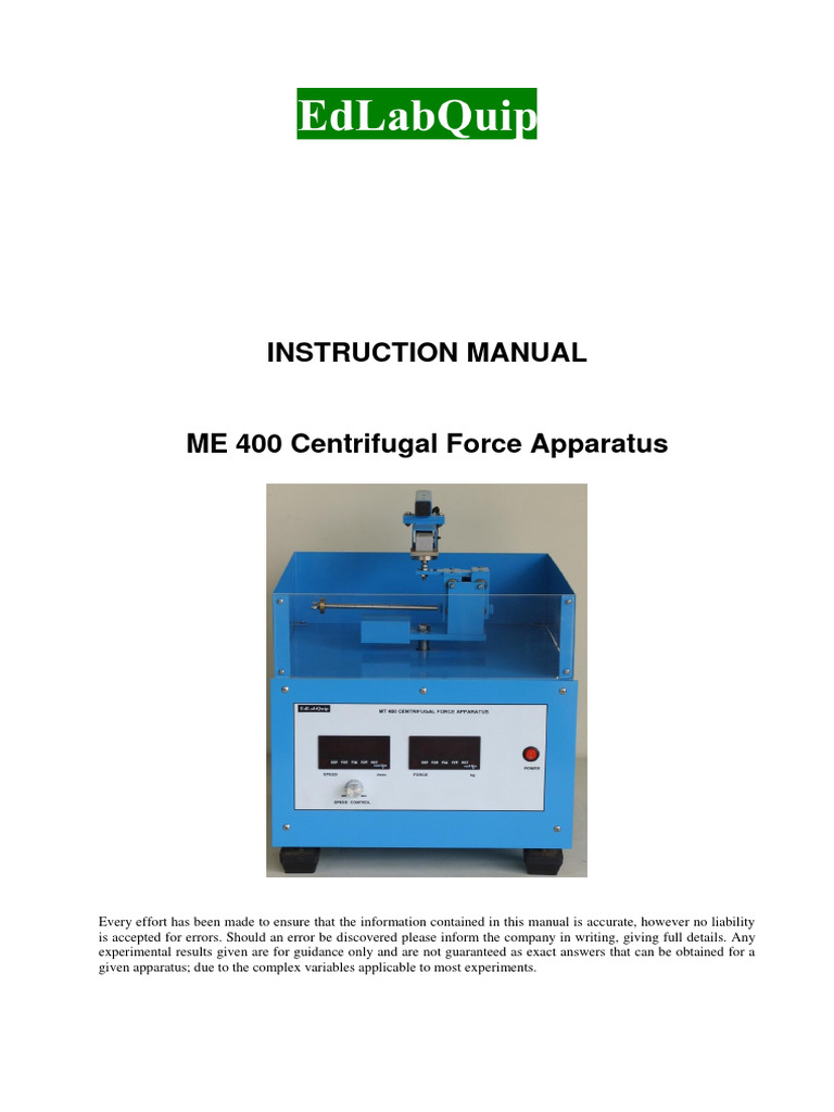 ME 400 Centrifugal Force Apparatus - EdLabQuip | PDF