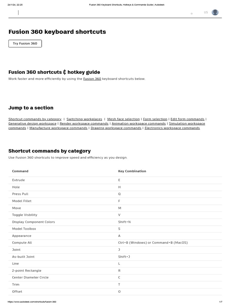 Fusion 360 Shortcuts Guide | PDF | Keyboard Shortcut | Computer Keyboard