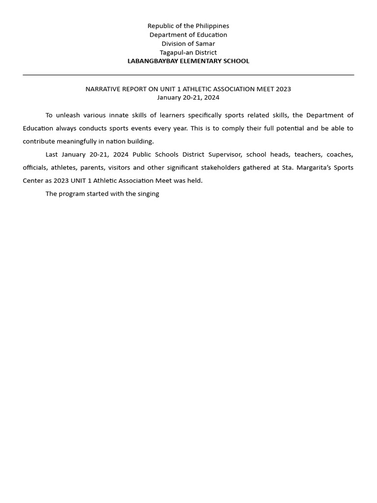 Unit Meet Narrative Report | PDF