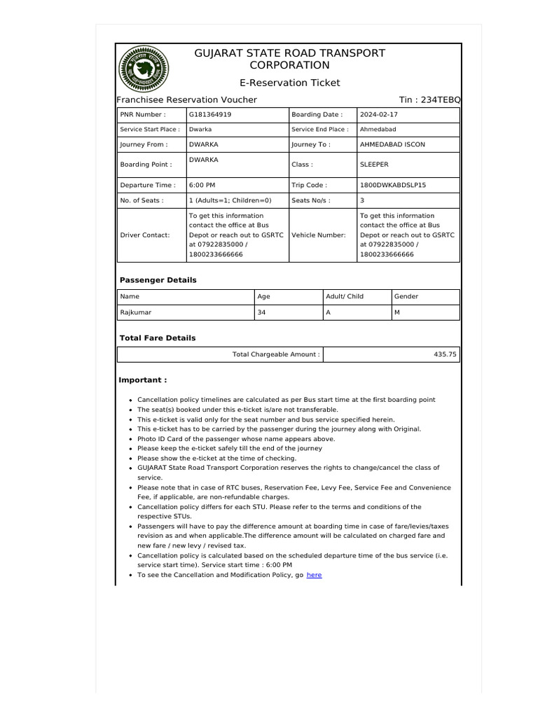 Paytm Bus Eticket | PDF | Bus | Fare