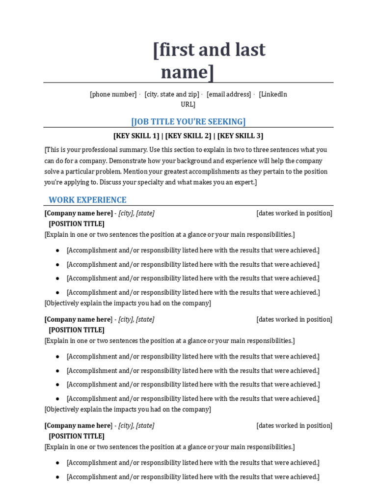 CV Template for English Applications | PDF