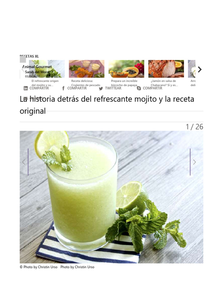 Historia y receta del mojito cubano | PDF | Bebida | Bebidas alcohólicas
