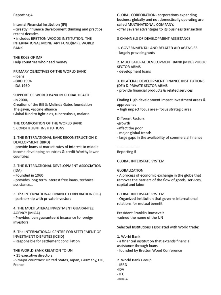 Contemp. World Chapter 4 and 5 | PDF | World Bank | International Monetary Fund