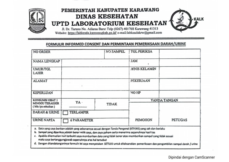 Formulir Labkesda | PDF