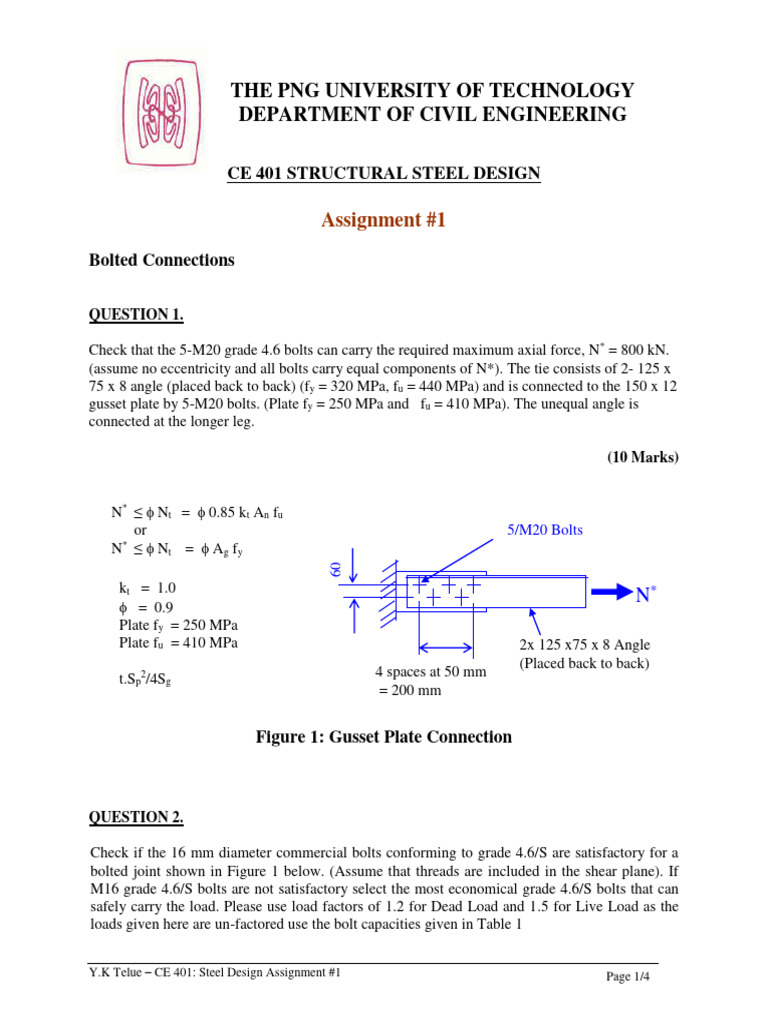 CE 401 Structural Steel Assignment#1 | PDF | Building Engineering | Structural Engineering