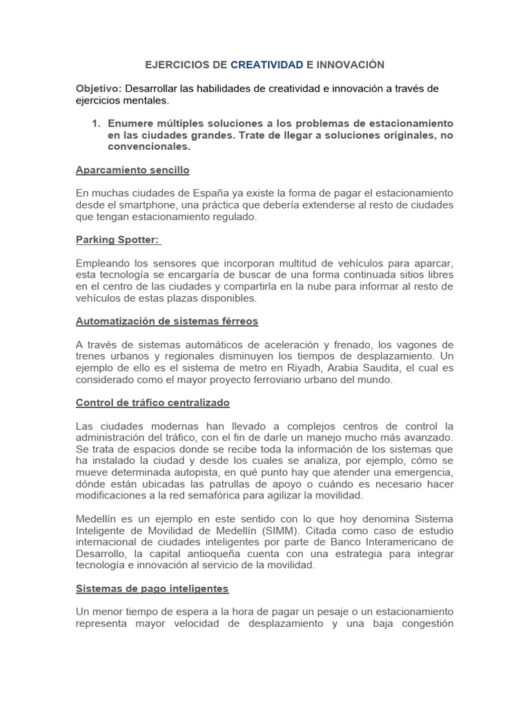 Ejercicios de Creatividad | PDF