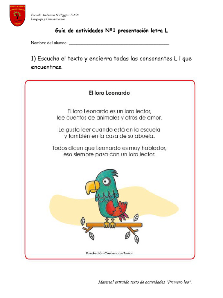 Actividades Consonantes L M | PDF | Notación | Fonética