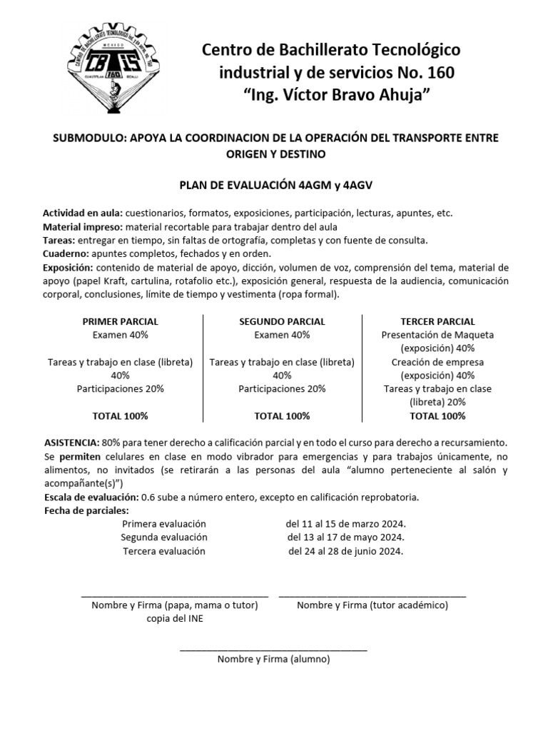 Plan de Evaluacion 4 y 6to. 2024 | PDF