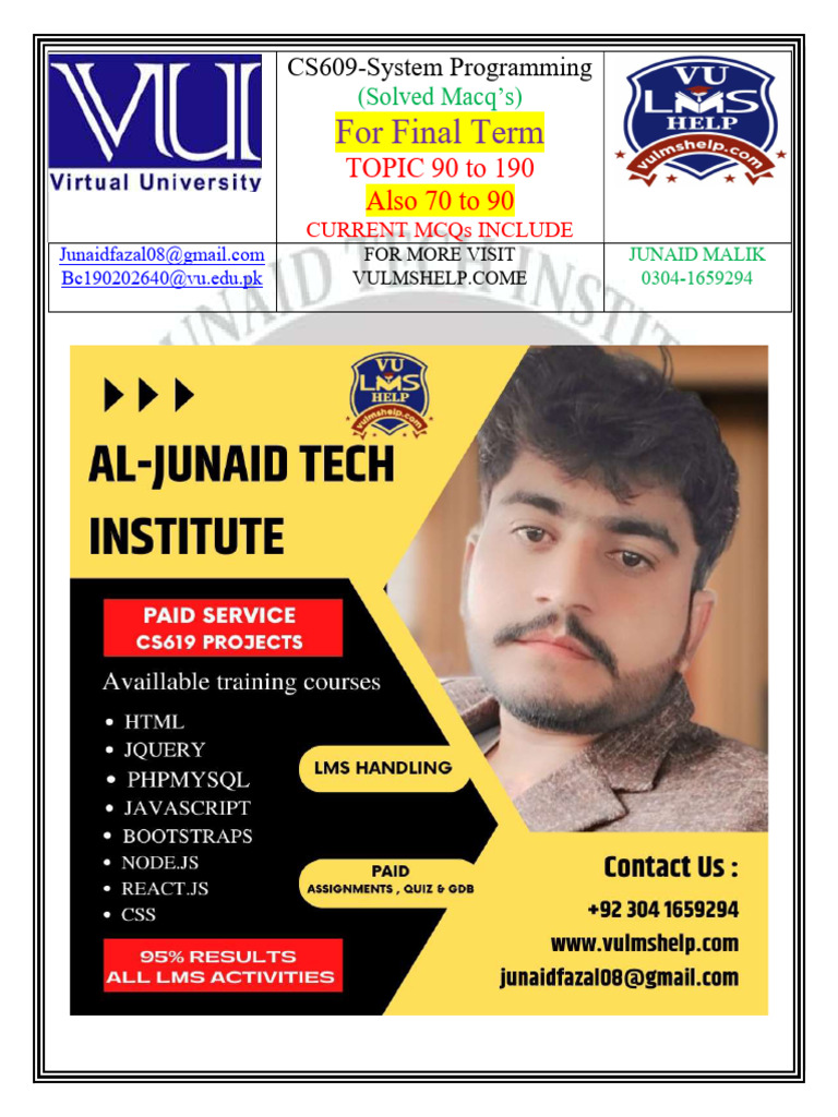 Cs609 Solved Mcqs Final Term by Junaid | PDF | Thread (Computing) | Process (Computing)