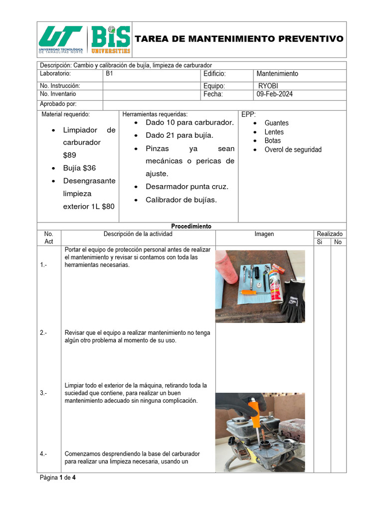 Formato de Mtto 2 | PDF