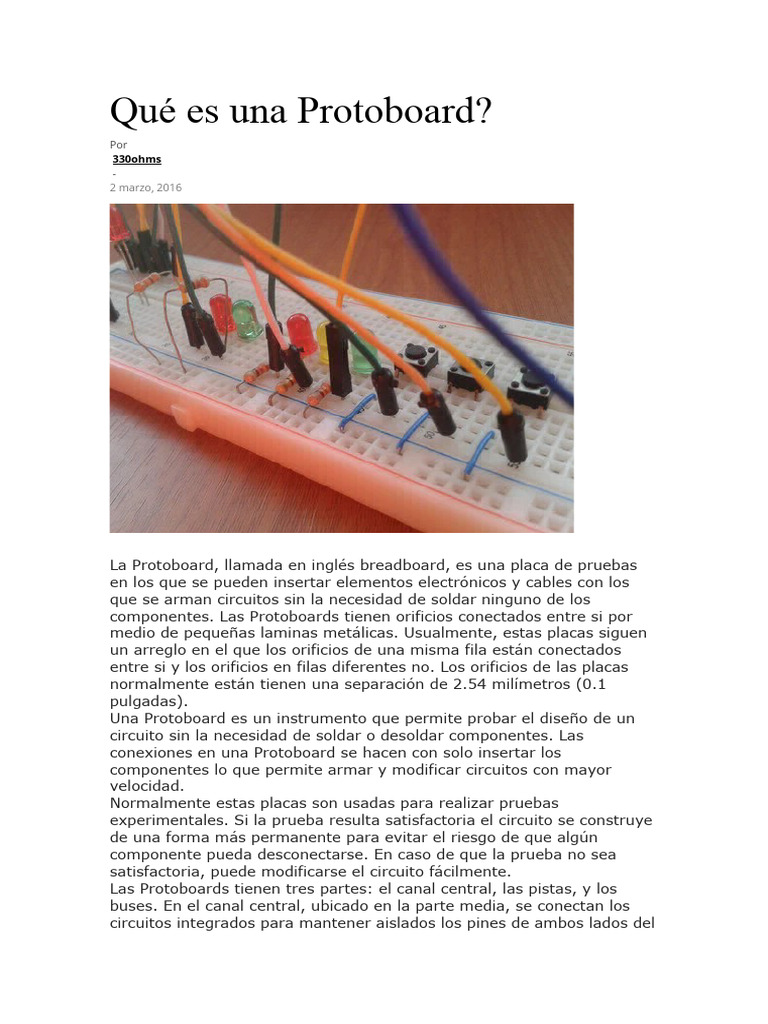 Introducción a la Protoboard y sus partes | PDF | Electromagnetismo ...