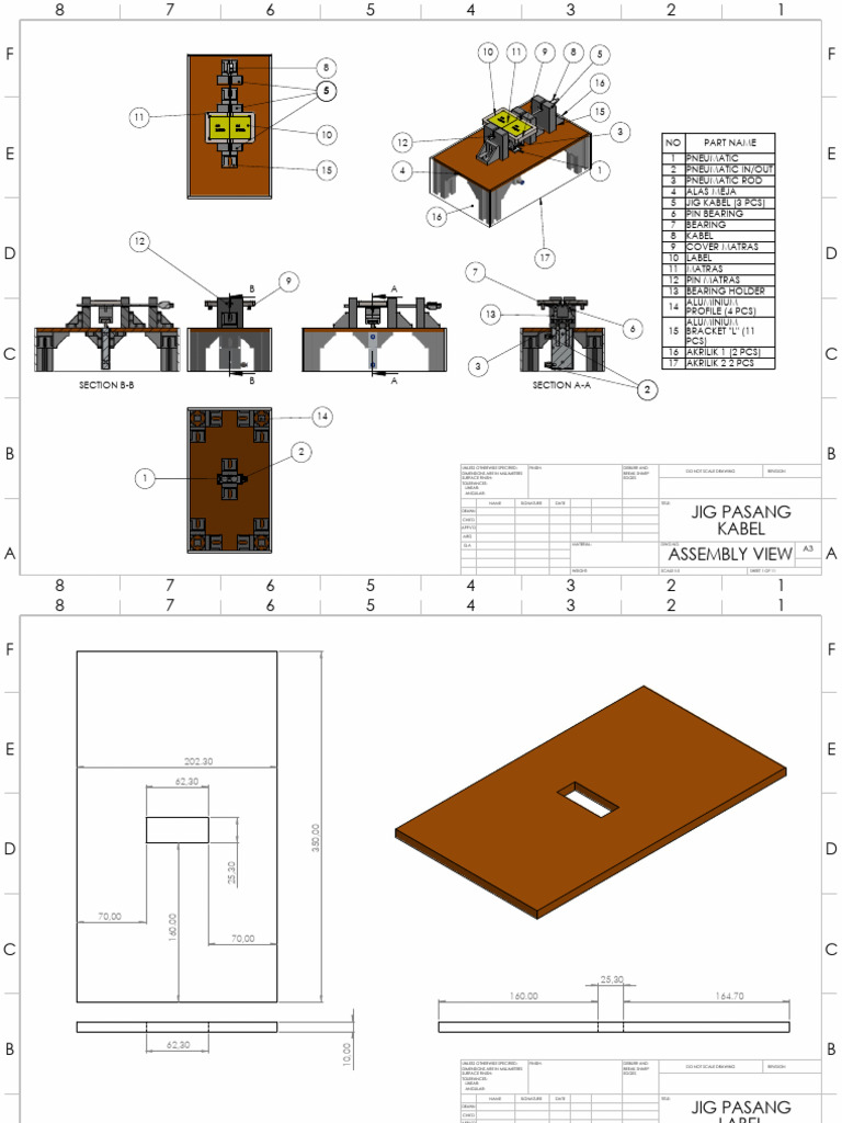 Jig Assembly Drawing and Labels | PDF | Mechanical Engineering