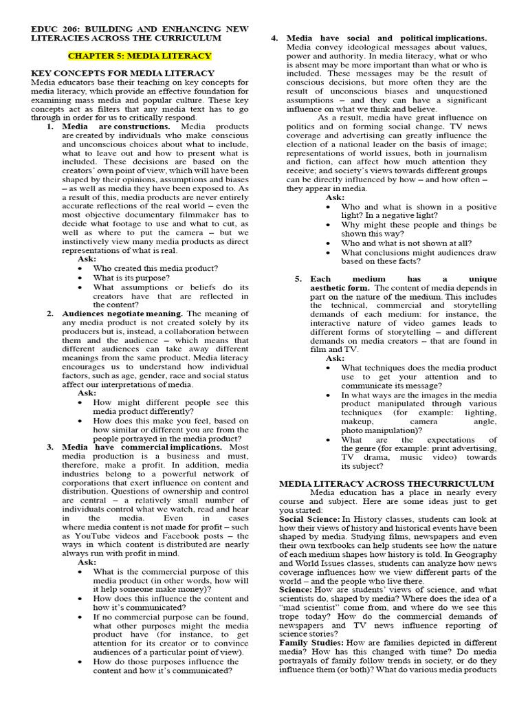 Educ 206 Reviewer Finals | PDF | Mass Media | Learning