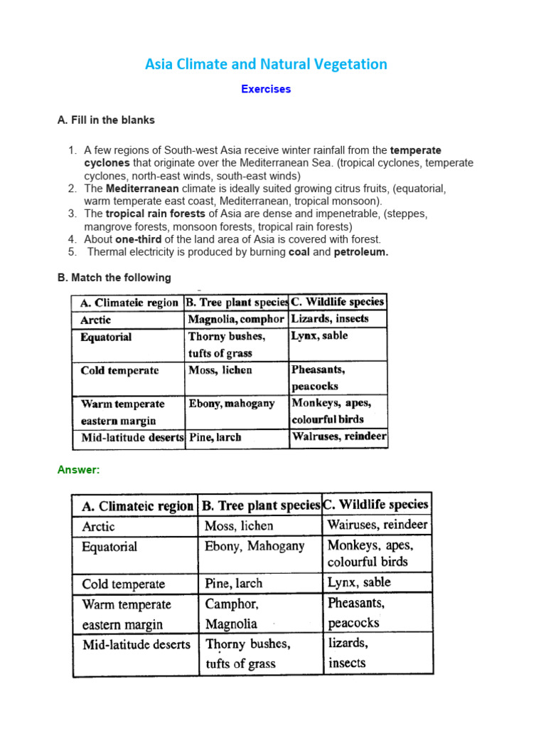 Asia's Climate and Natural Vegetation | PDF | Temperate Climate | Rain