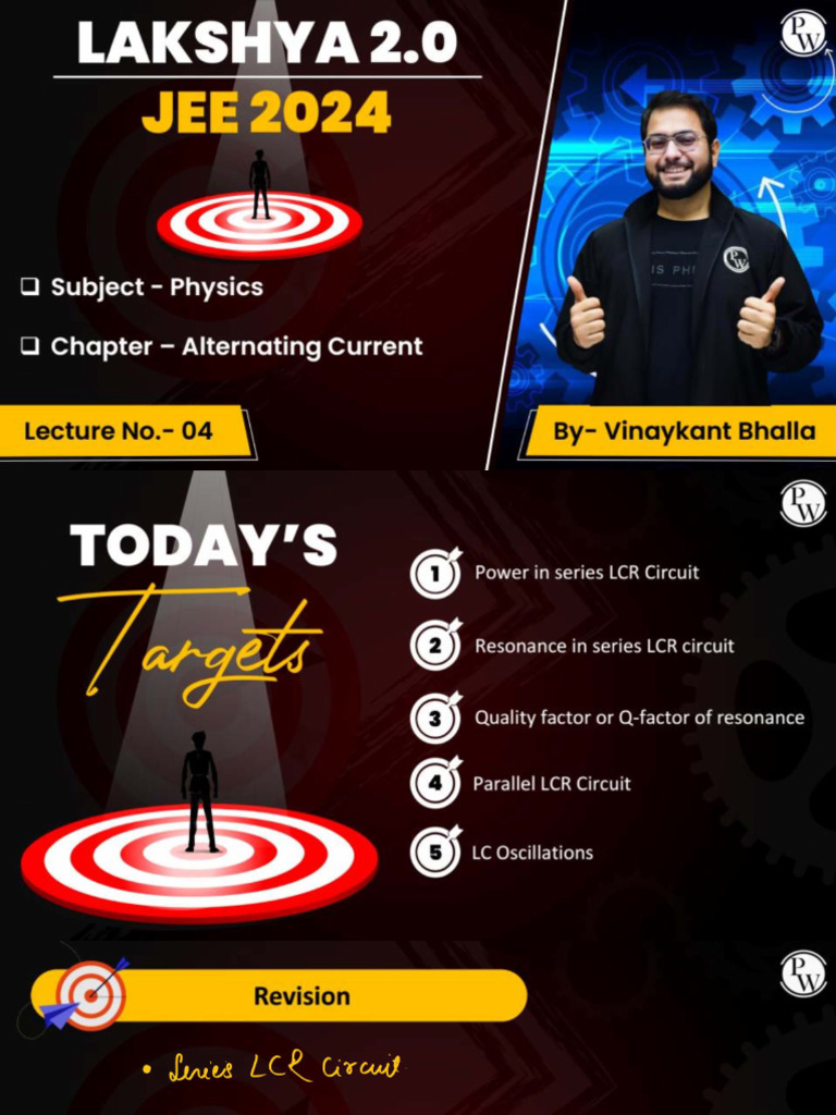 Alternating Current 04 Class Notes Lakshya Jee 2 0 2024 Pdf Pdf
