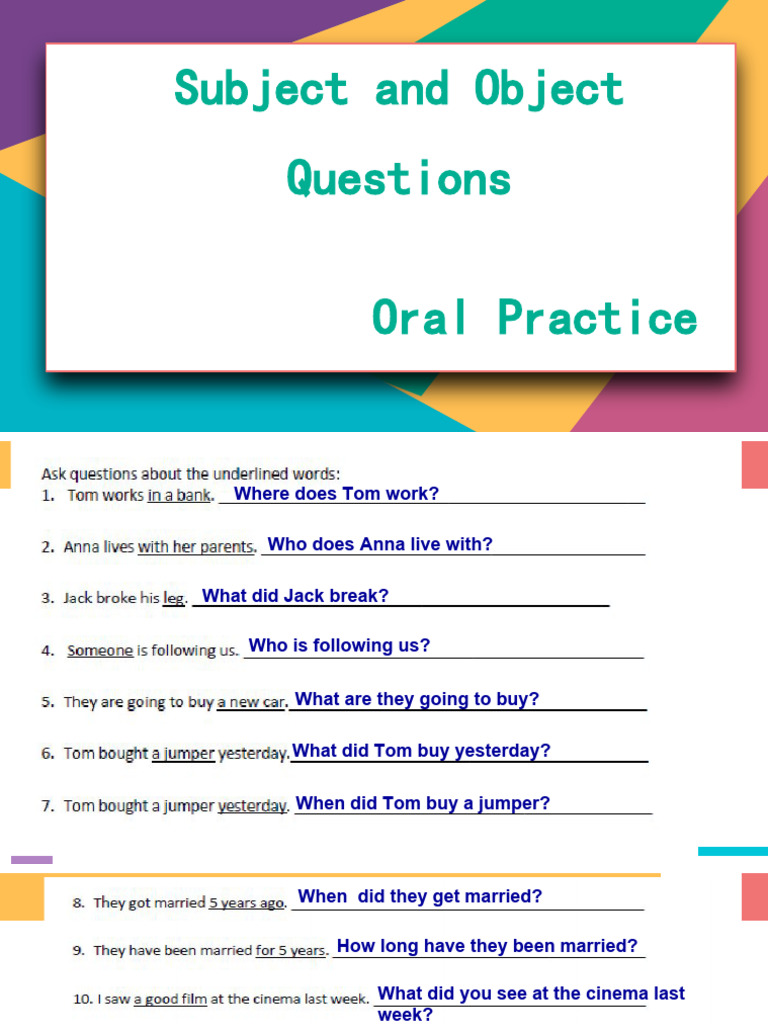 Subject and Object Question | PDF