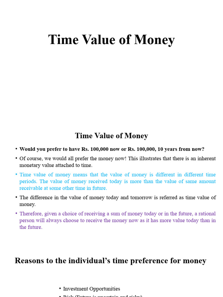 Time Value of Money | PDF | Present Value | Time Value Of Money