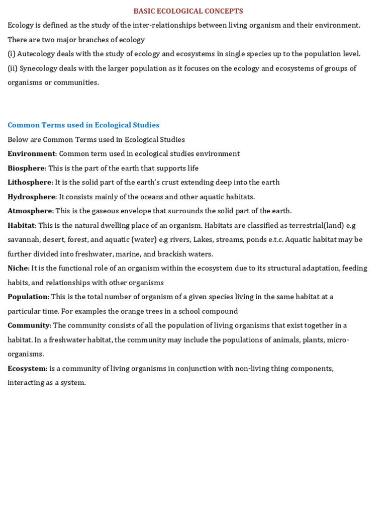 1.2.9 Basic Ecological Concepts | PDF | Ecosystem | Ecology