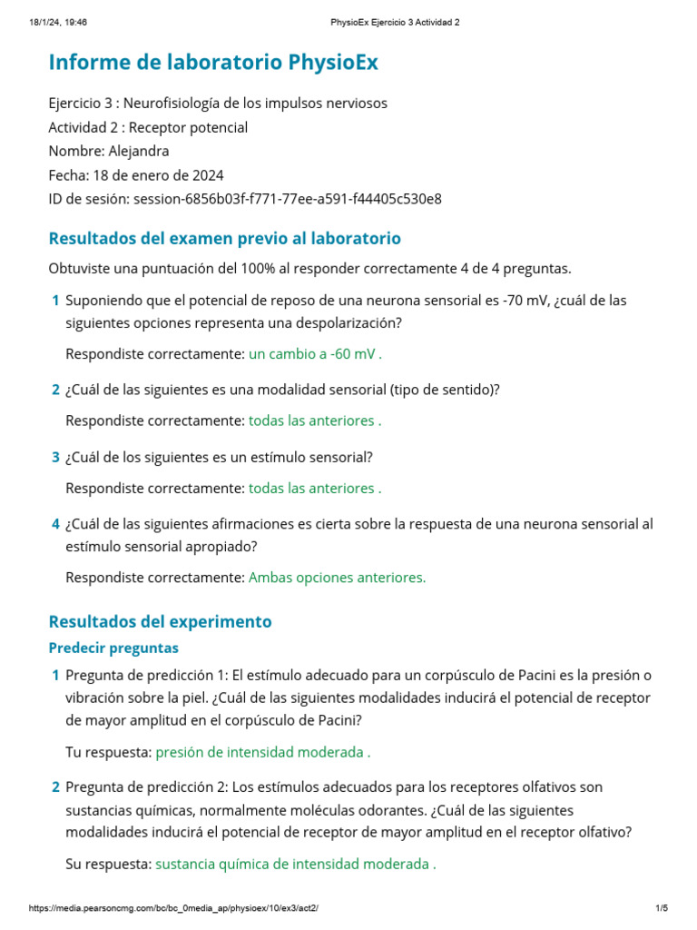 PhysioEx Ejercicio 3 Actividad 2 | PDF | Neurona | Bioquímica