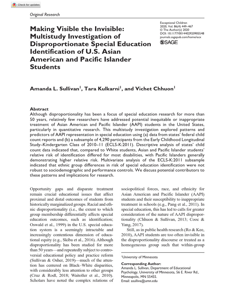 Sullivan Et Al 2020 Making Visible The Invisible Multistudy ...