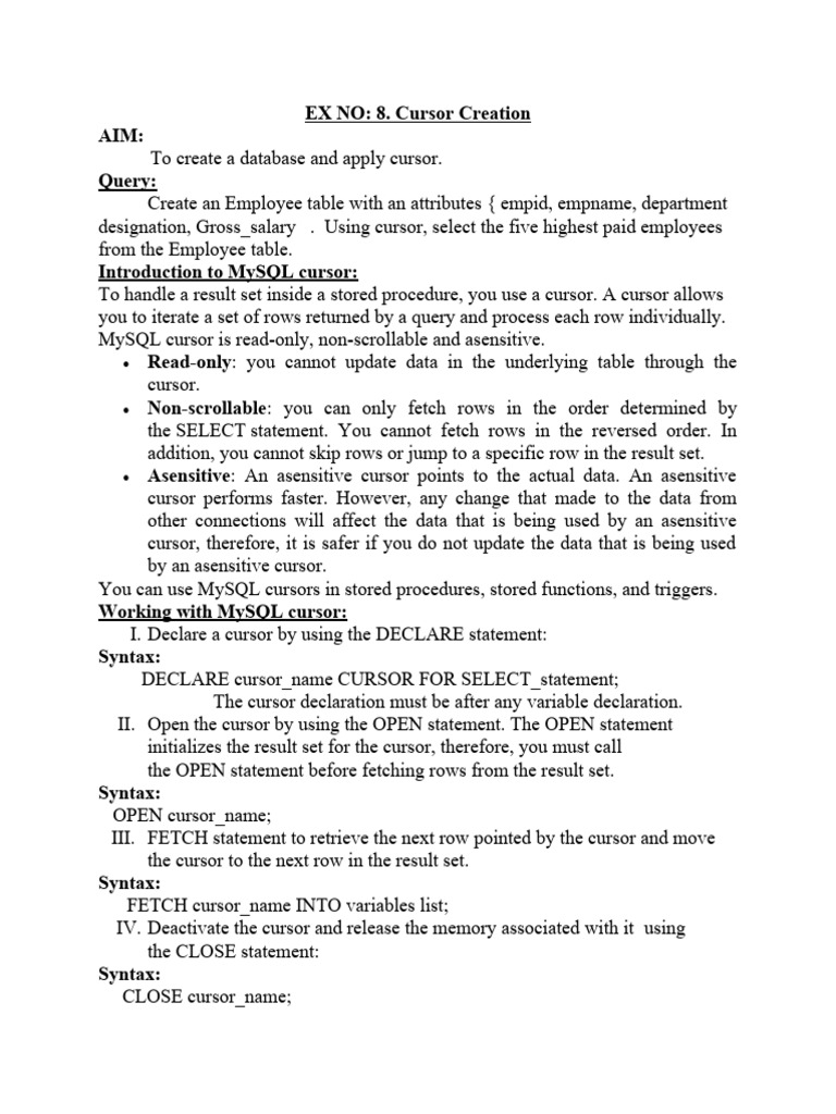 DBMS Ex No 8 | PDF | Software Development | Information Technology