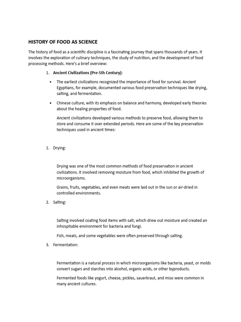 History of Food As Science | PDF | Healthy Diet | Nutrients