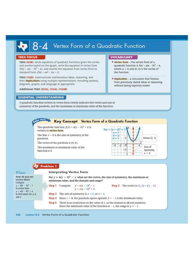Vertex Form | PDF