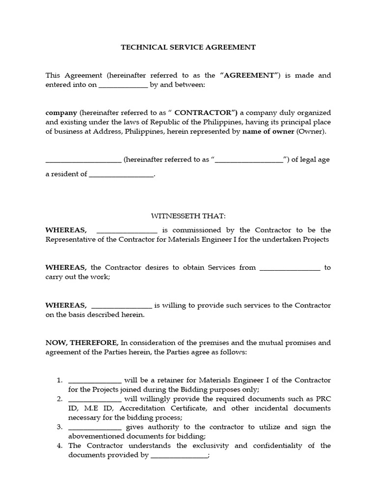 Technical Service Agreement-Materials Engineer 2 | PDF | Government ...