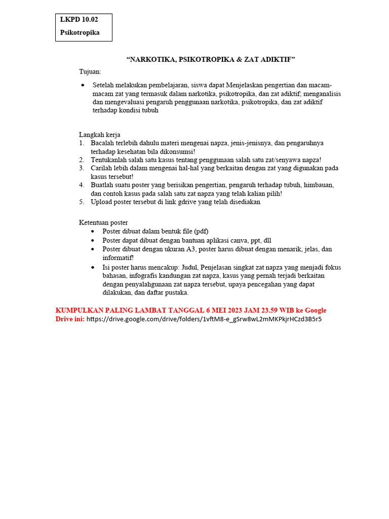 LKPD Poster Psikotropika | PDF
