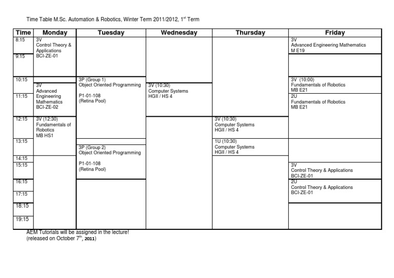 Time Table | PDF | Teaching Methods & Materials | Computers